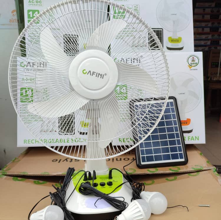 Cafini 12" Rechargeable Solar Fan AC/DC - God's Will Solar Solutions